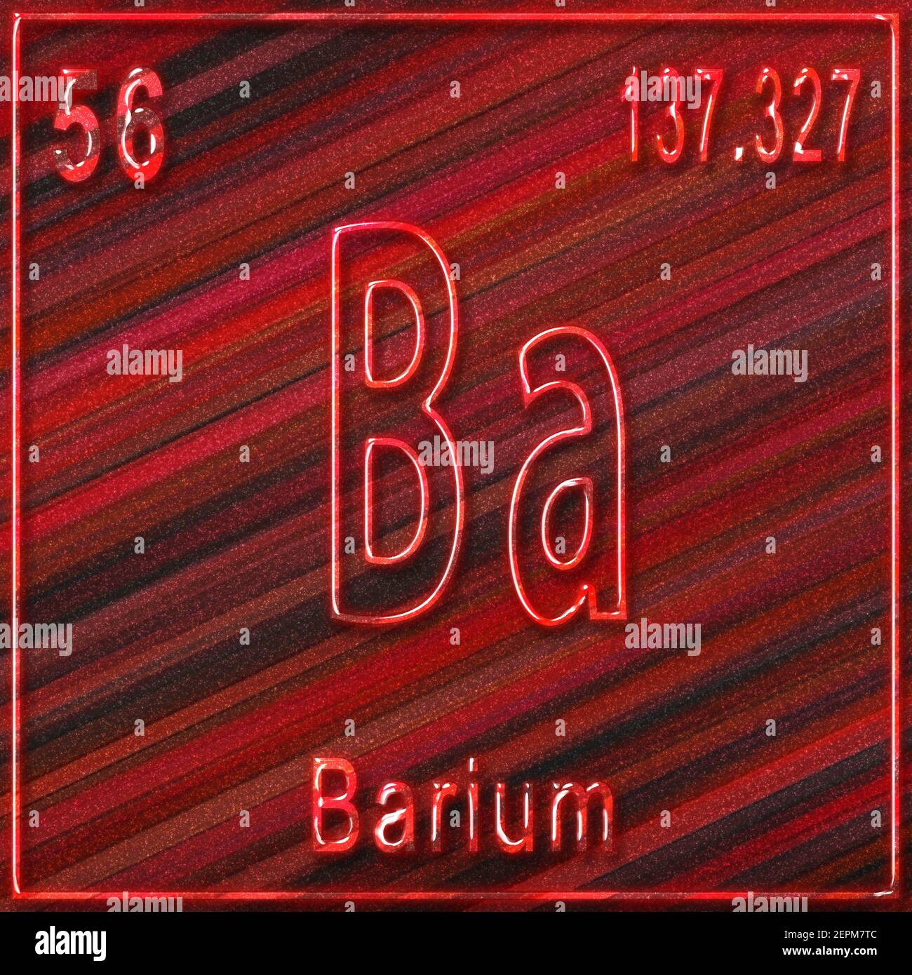 Élément chimique baryum, signe avec numéro atomique et poids atomique ...