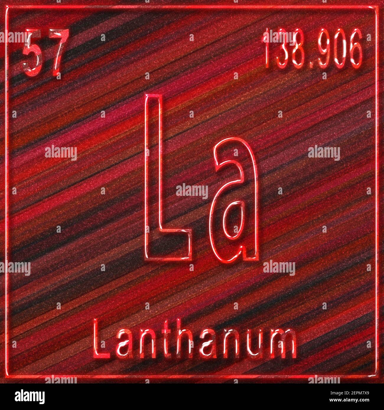 Élément chimique de lanthane, signe avec numéro atomique et poids ...