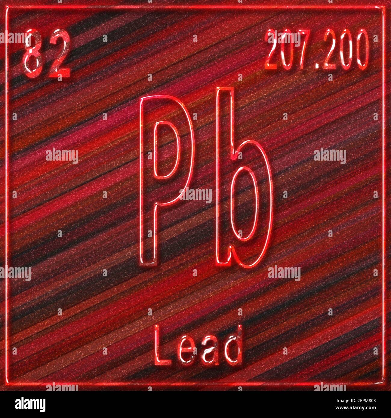 Élément chimique de plomb, signe avec numéro atomique et poids atomique ...