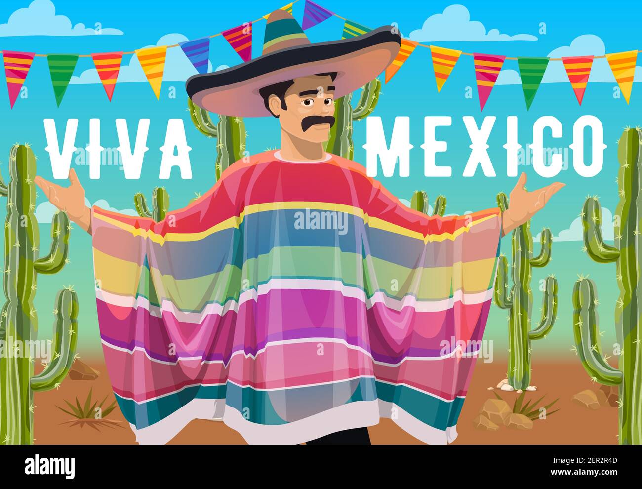 Viva Mexico dessin vectoriel de personnage de dessin animé mexicain ...