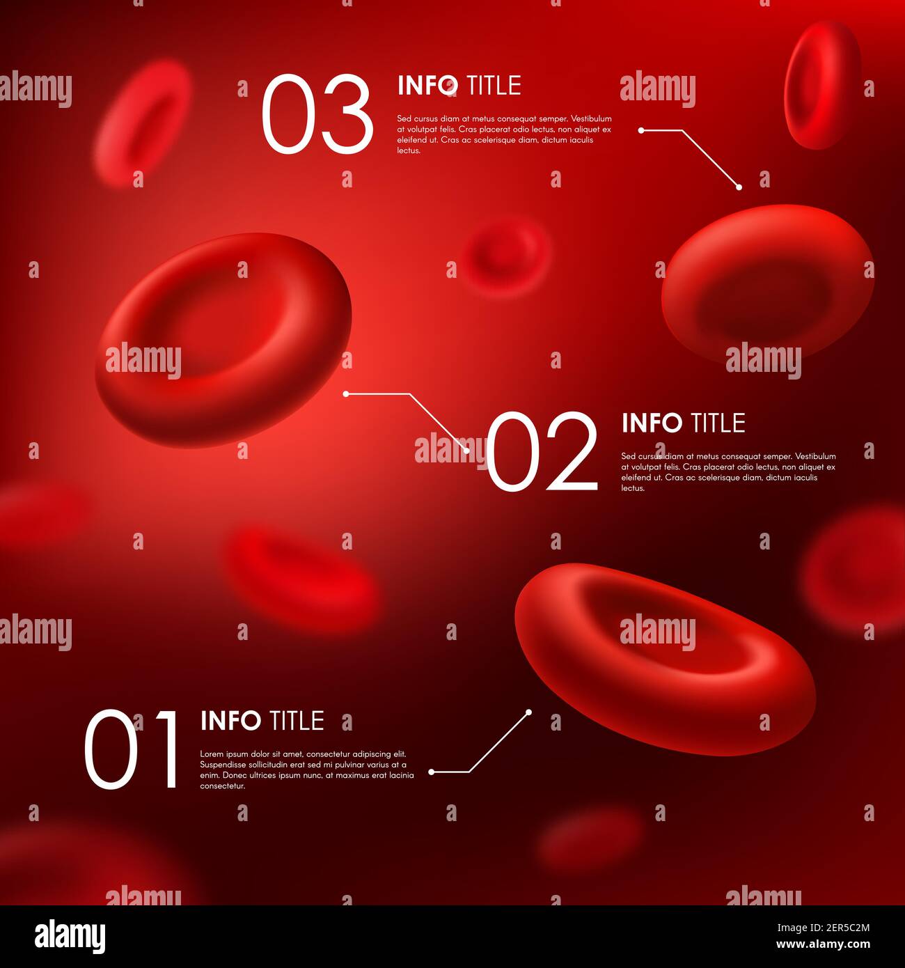 Infographies des globules rouges, hémoglobine 3d vectorielle, anatomie ...