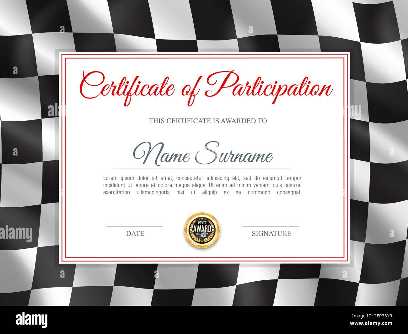 Certificat de participation, modèle de vecteur de diplôme avec drapeau ...