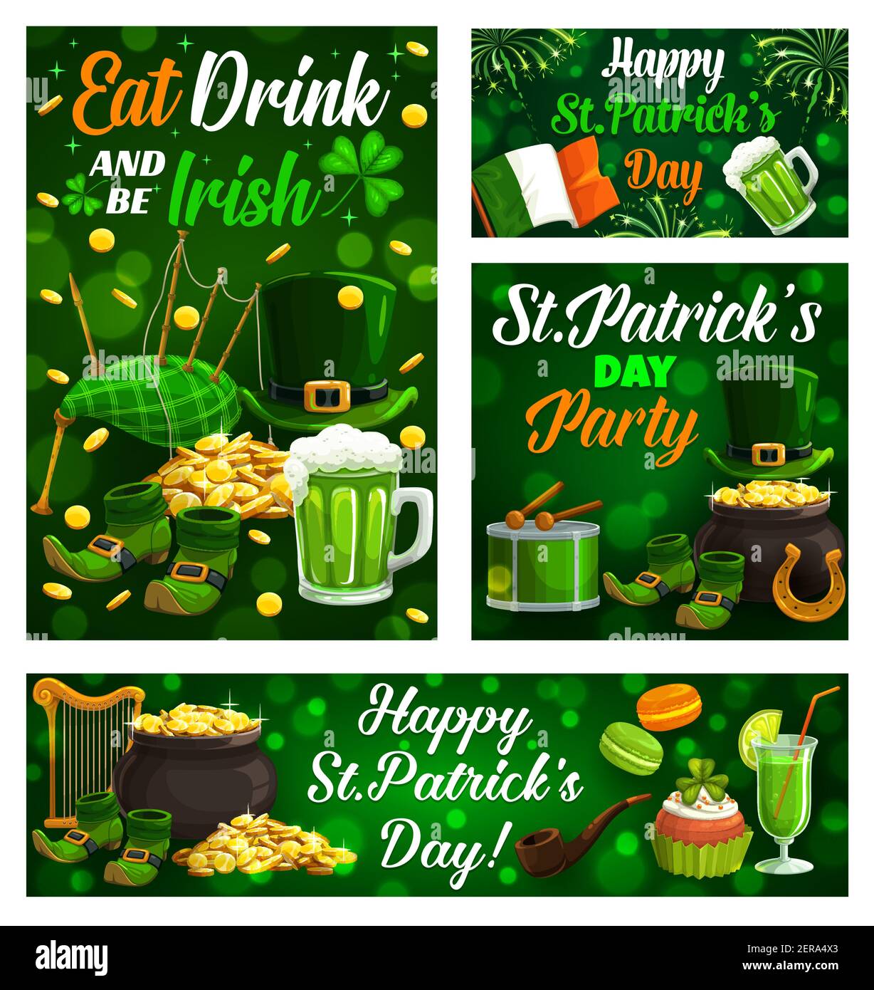 Joyeux Saint Patrick, fête celtique des fêtes shamrock clover des ...
