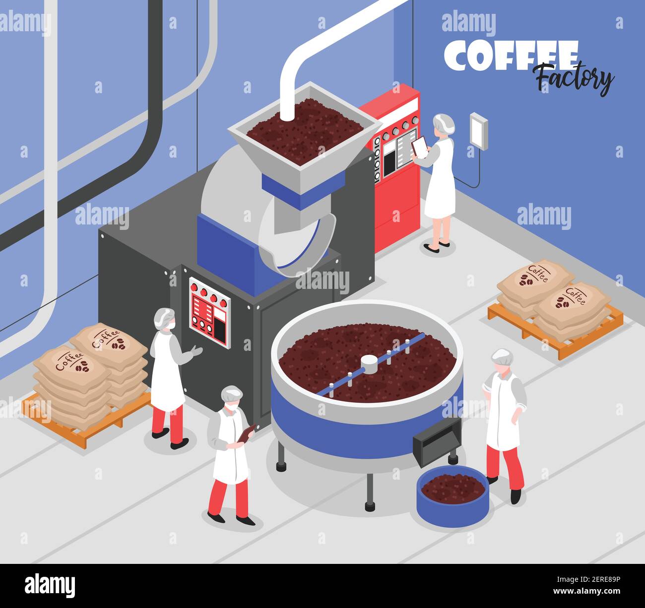 Processus de production de café machines spéciales et ouvriers d'usine ...