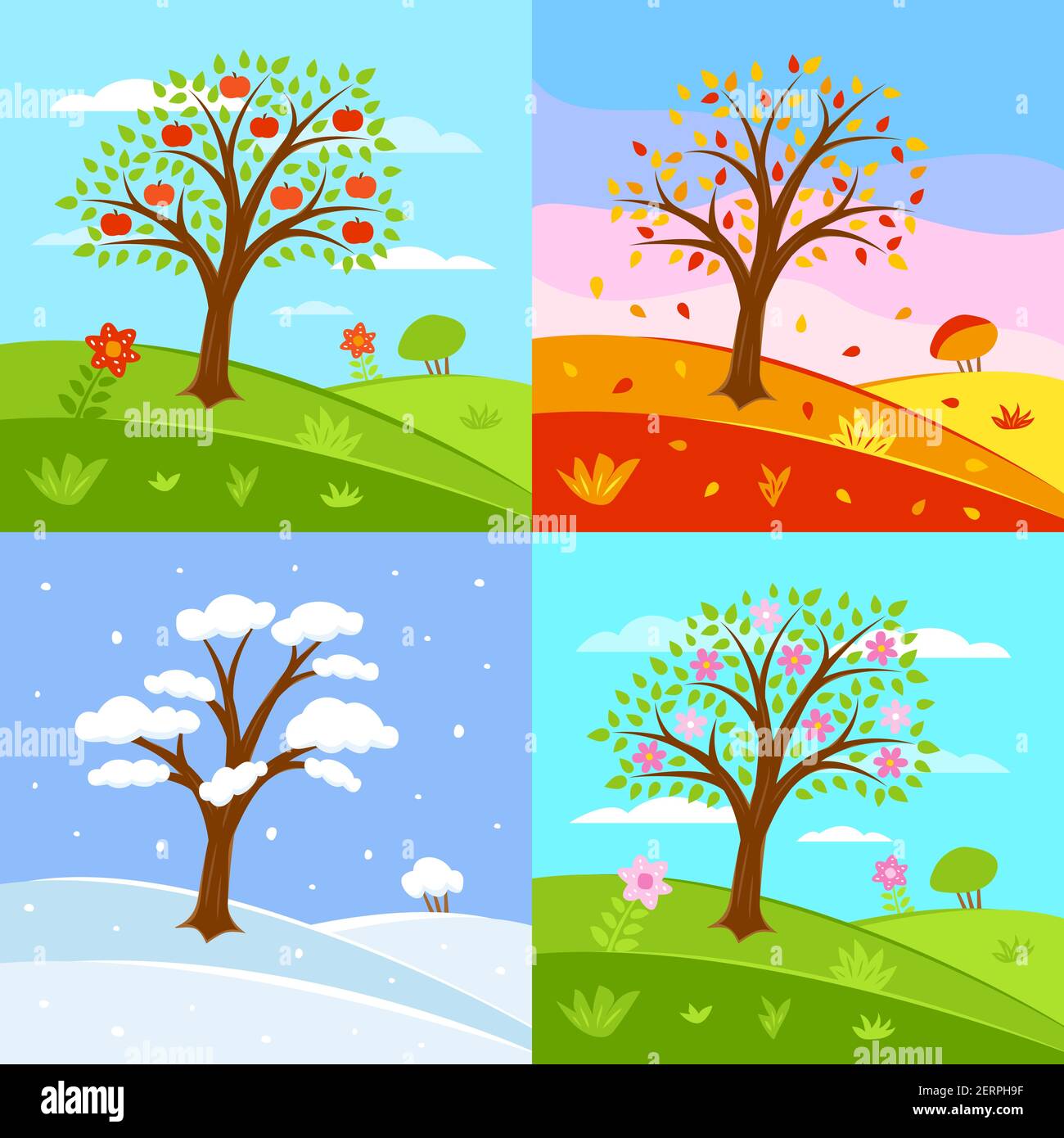 Four seasons cartoon illustration Banque de photographies et d’images à ...