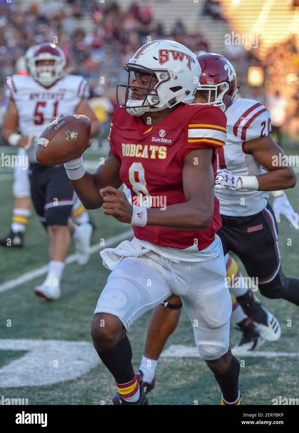 27 octobre 2018 San Marcos, TX...Texas State Quarterback, Willie Jones ...
