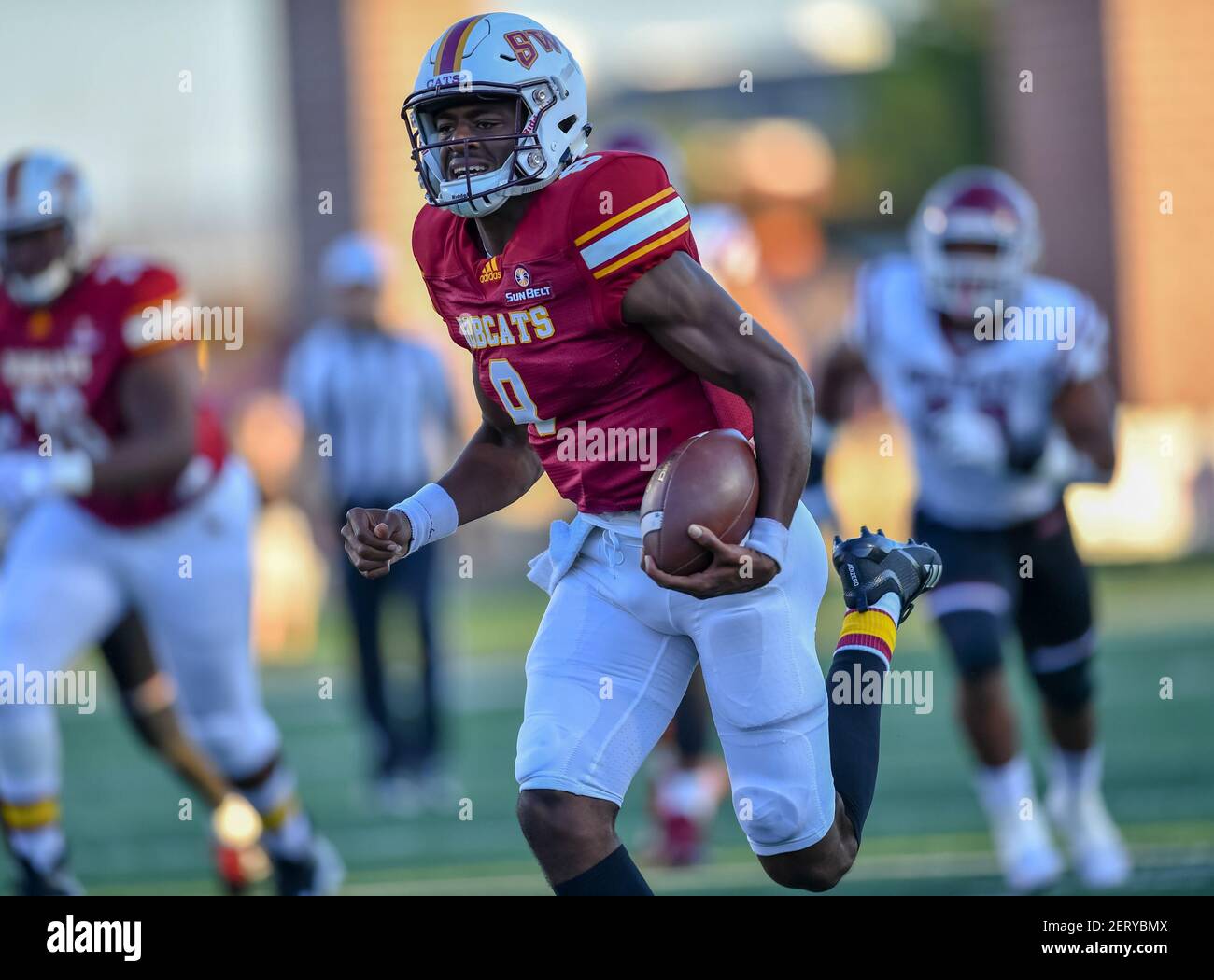 27 octobre 2018 San Marcos, TX...Texas State Quarterback, Willie Jones ...