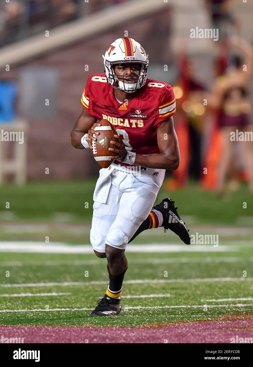 27 octobre 2018 San Marcos, TX...Texas State Quarterback, Willie Jones ...