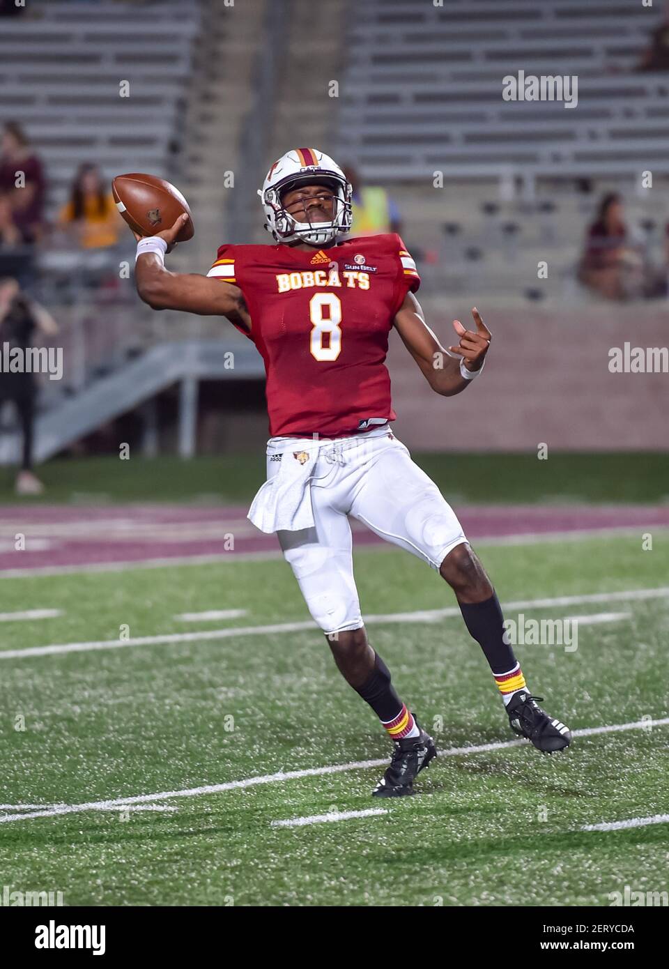 27 octobre 2018 San Marcos, TX...Texas State Quarterback, Willie Jones ...