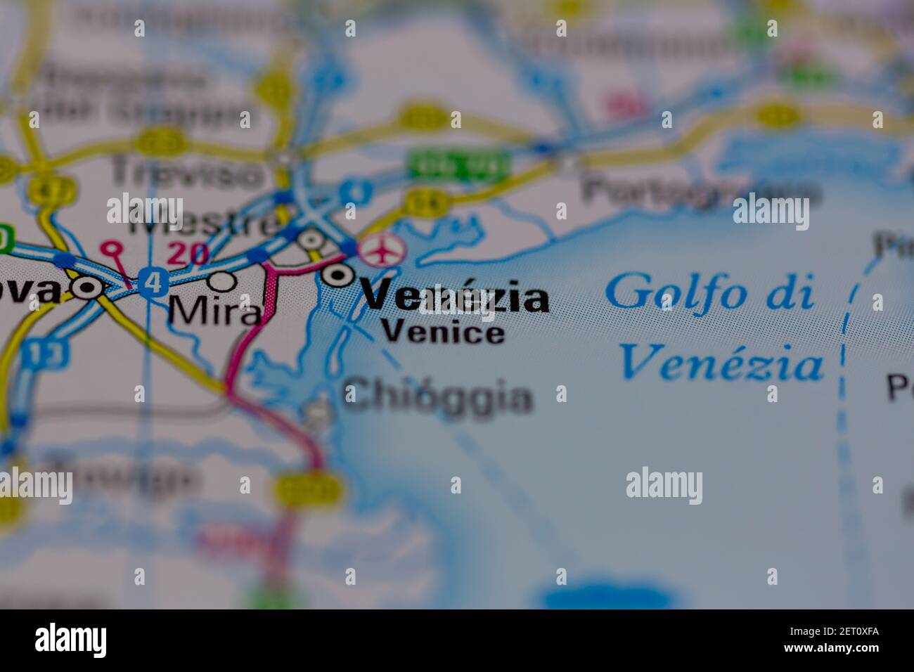 Venise affichée sur une carte routière ou une carte de la géographie ...