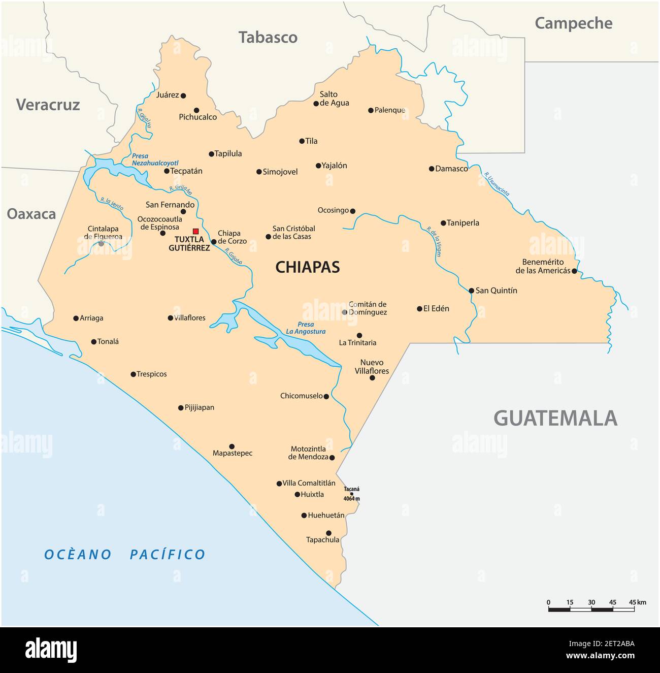 Mapa de chiapas Banque d'images vectorielles - Alamy