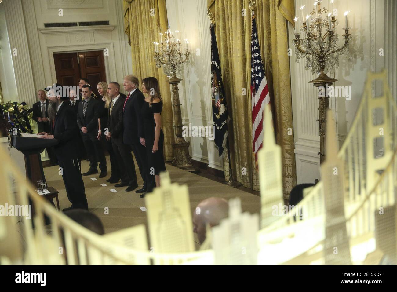 Le président Donald Trump s'exprime lors d'une réception à Hanoukkah ...