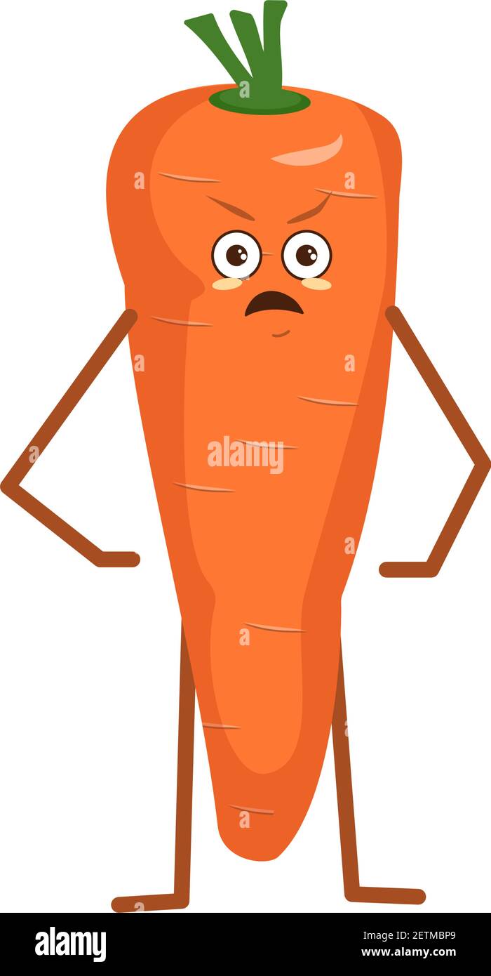 Mignon personnage de carotte avec des émotions en colère Image ...