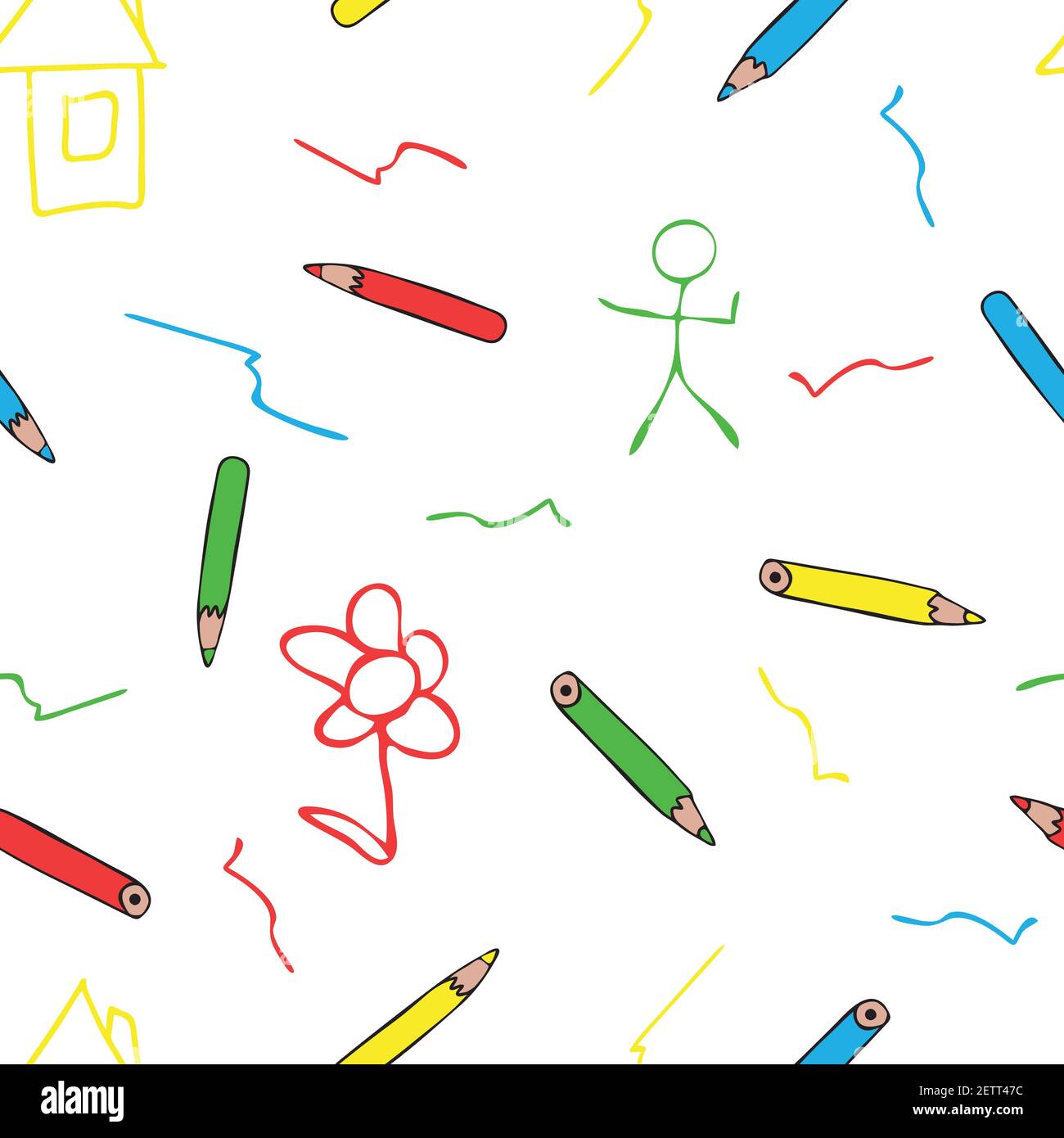 Motif vectoriel transparent avec enfants dessinant sur fond blanc ...