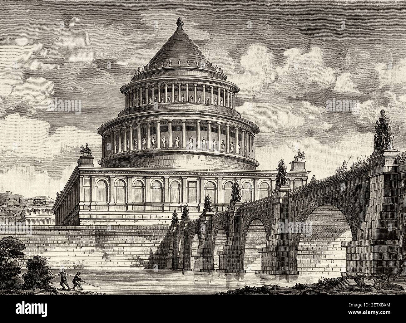 Re-construction du mausolée d'Hadrien. Château de Saint Angelo, un ...