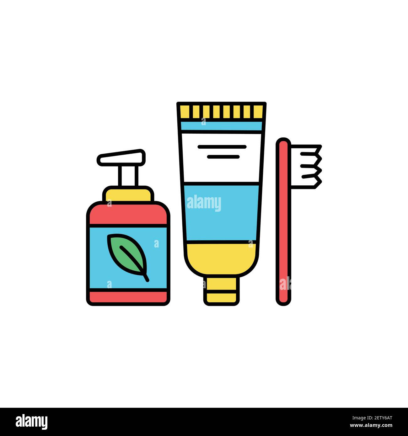 Icône de la ligne de couleur des produits d'hygiène écologique ...