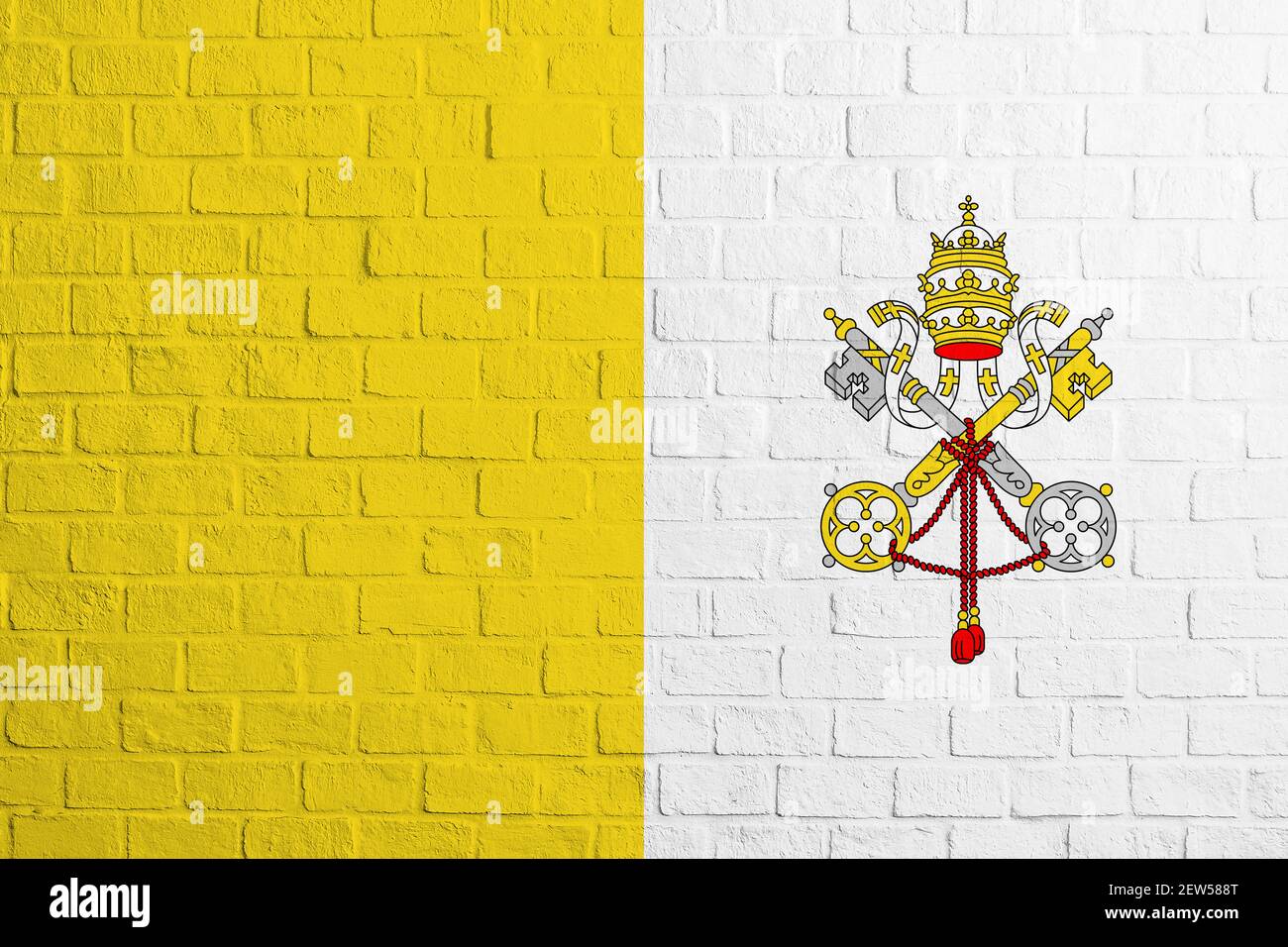 Drapeau du Vatican. Texture murale en brique du drapeau du Vatican ...