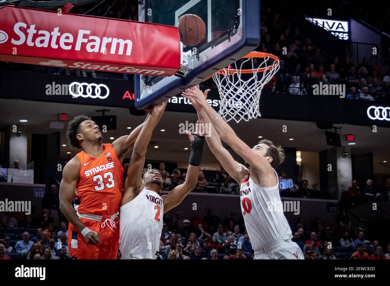 11 janvier 2020 : Syracuse Forward Elijah Hughes (33, Virginia Guard ...