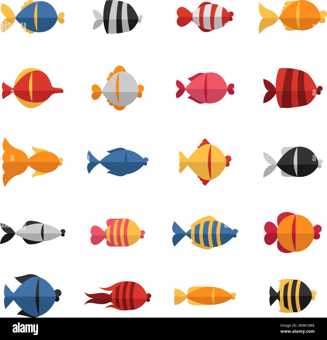 Différents types de poissons, illustration, vecteur sur fond blanc ...