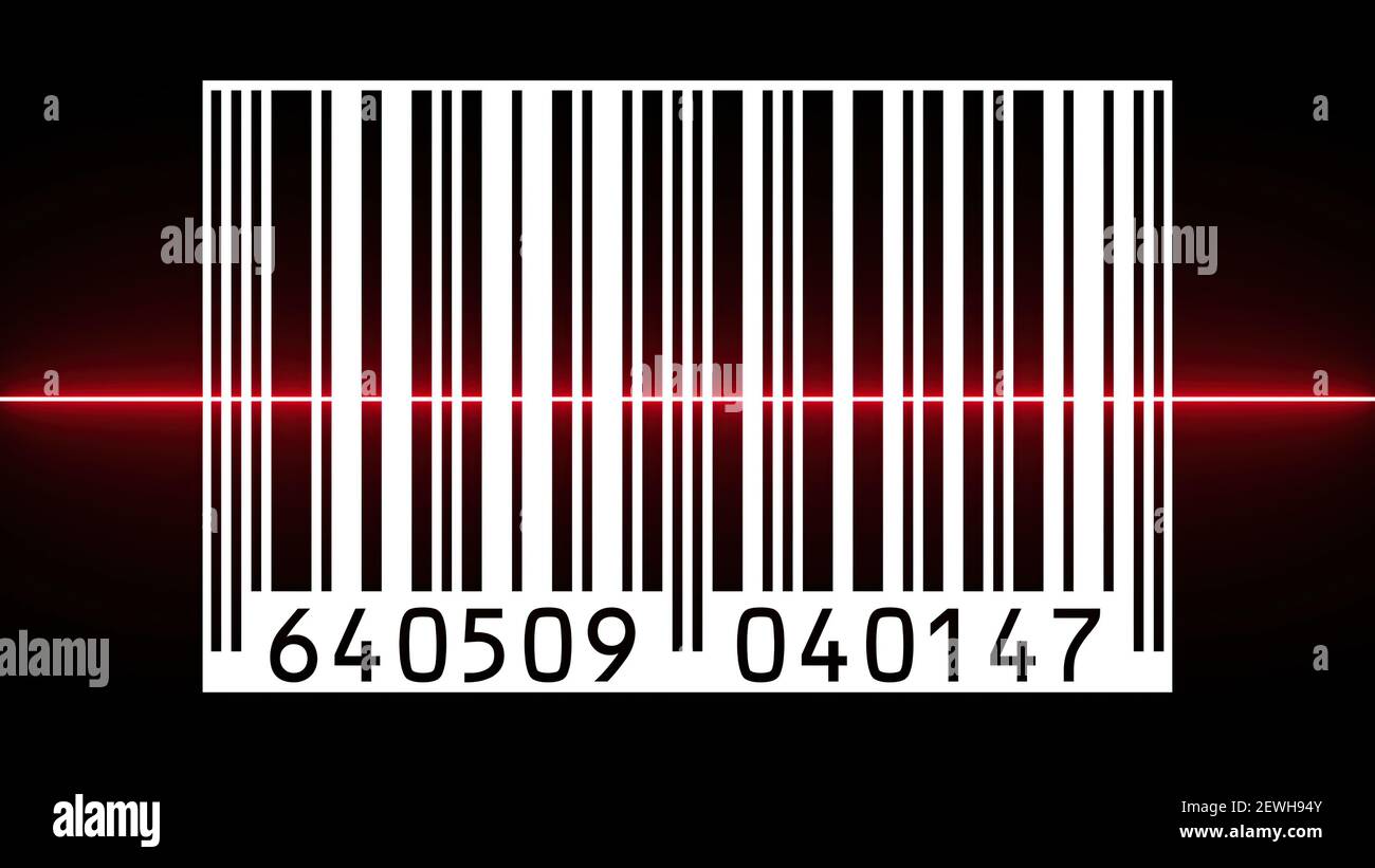 Illustration 3D - lecture d'un code-barres avec un faisceau rouge Photo ...