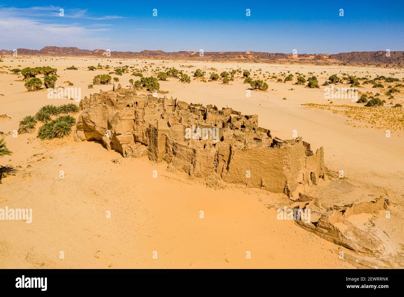 Ancien fort abandonné à Djado, désert de Tenere, Sahara, Niger, Afrique ...