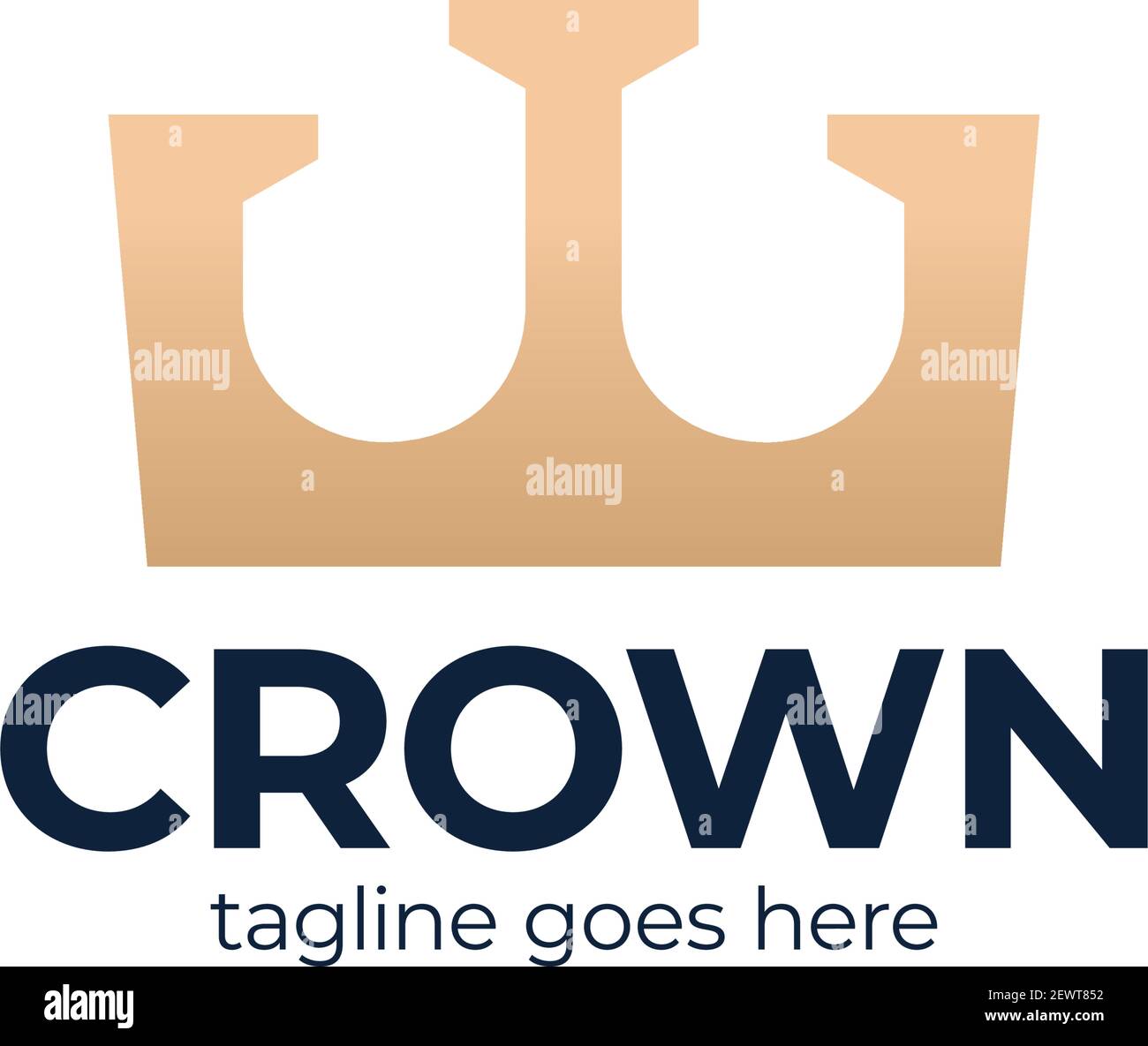 Logo de la couronne en or abstrait de style haut de gamme. Icône Royal ...