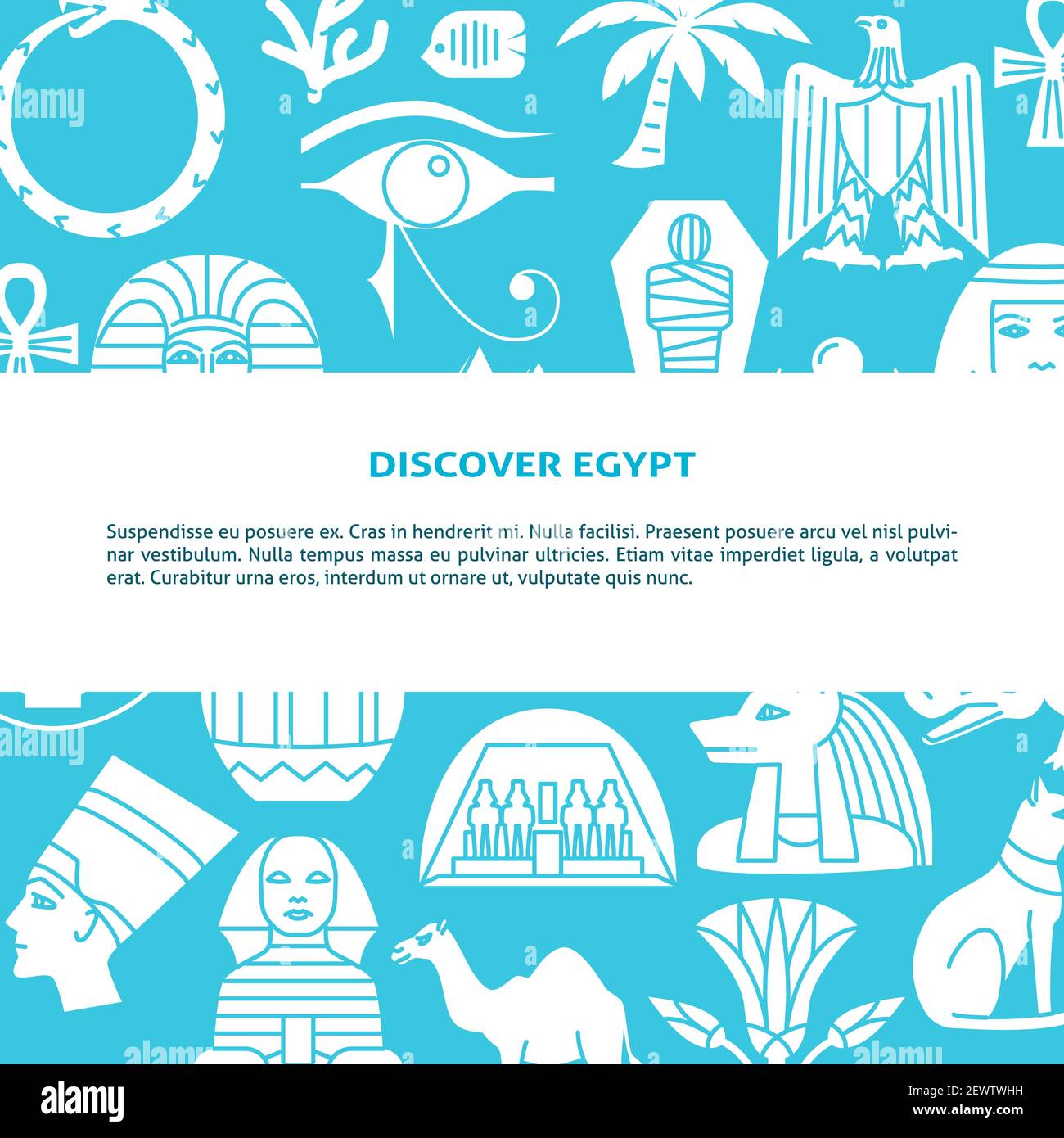 Arrière-plan de style plat avec symboles d'Égypte et place pour le ...