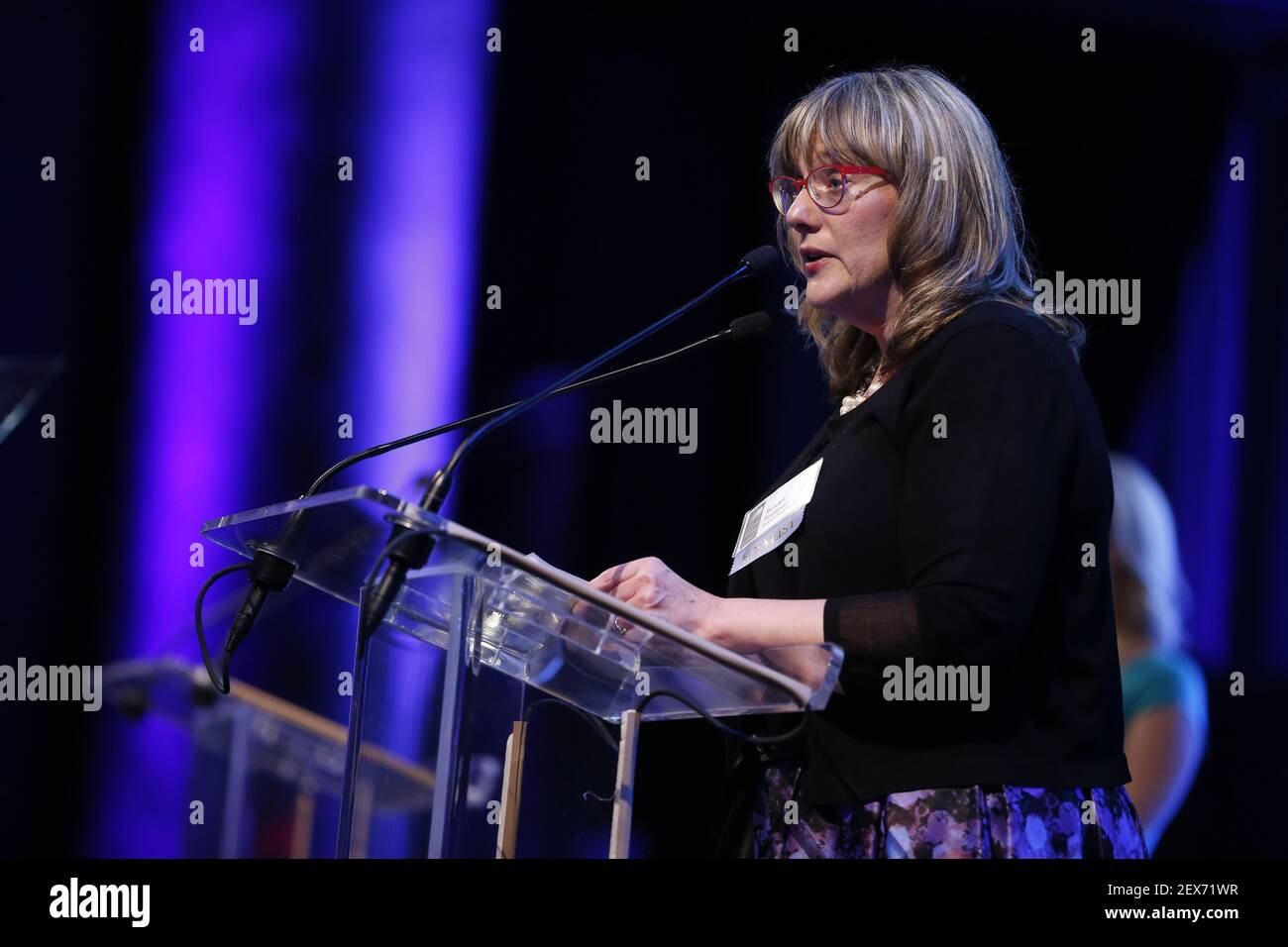 Susan Tompor parle sur scène lors des Prix Gerald Loeb 2015 qui se sont ...