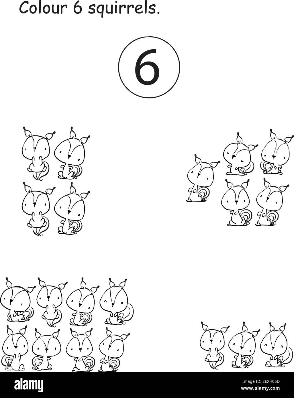 La couleur de dessin animé vectoriel de l'écureuil dans le nombre ...