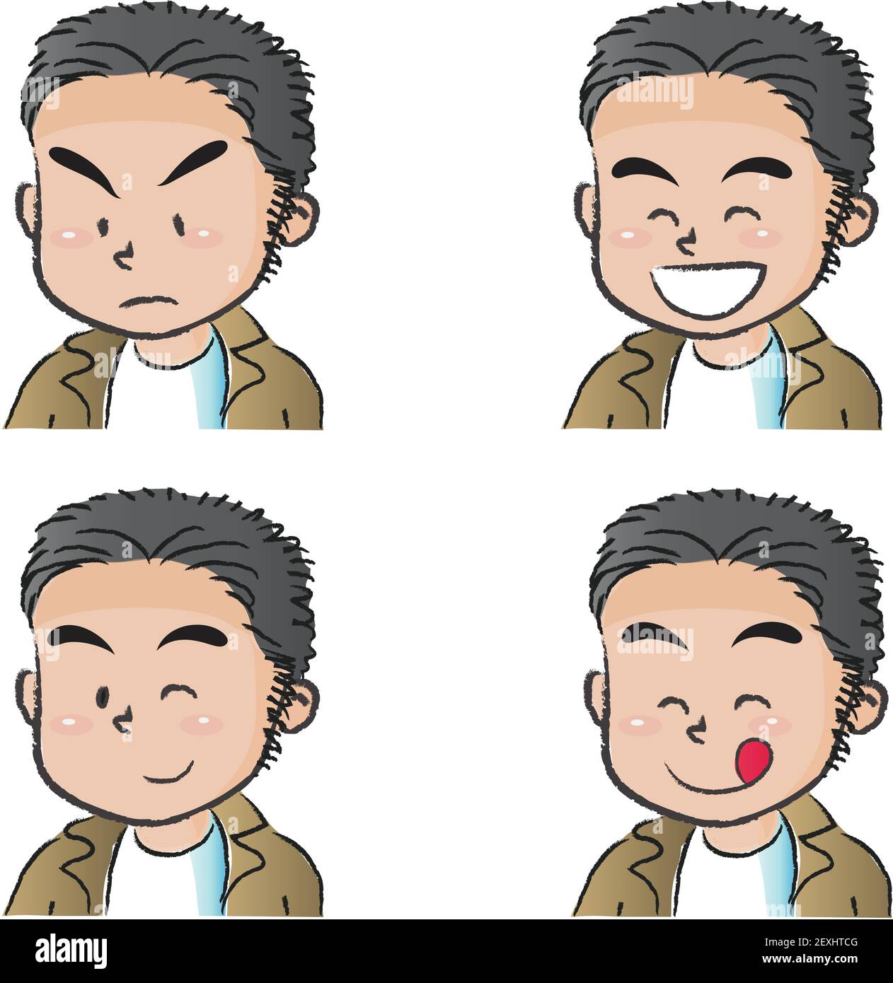 Ensemble d'émoticônes de tête punk de dessin animé vectoriel Image ...