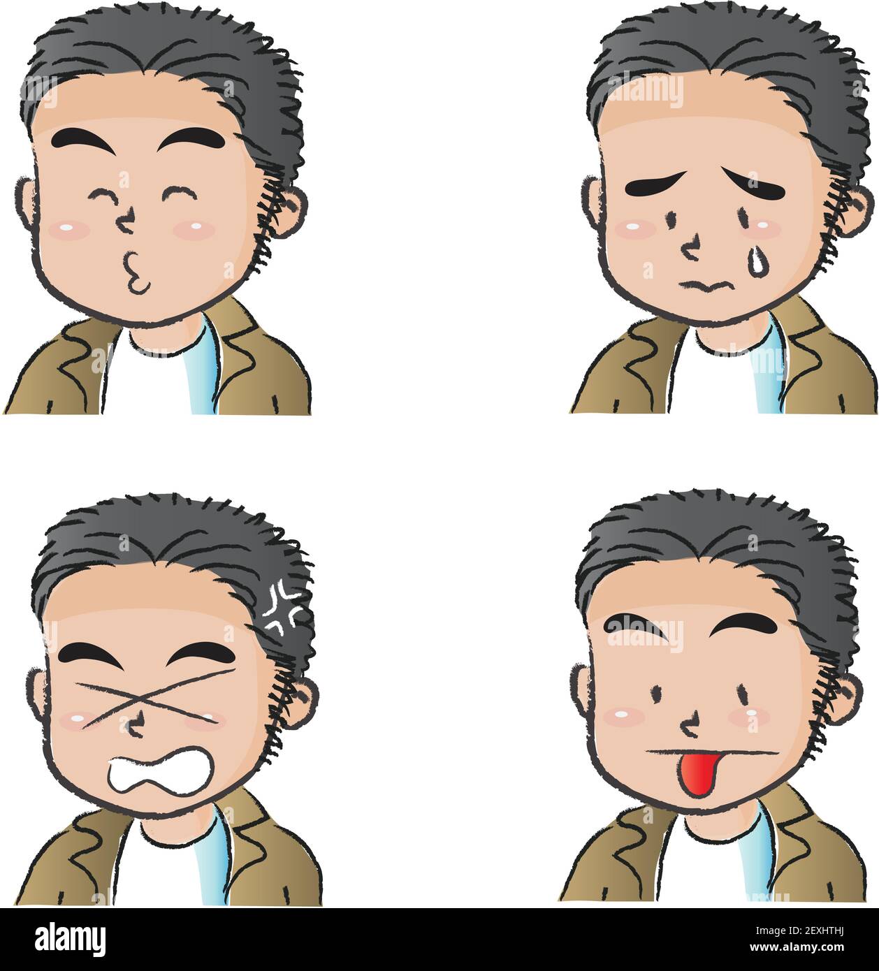 Ensemble d'émoticônes de tête punk de dessin animé vectoriel Image ...