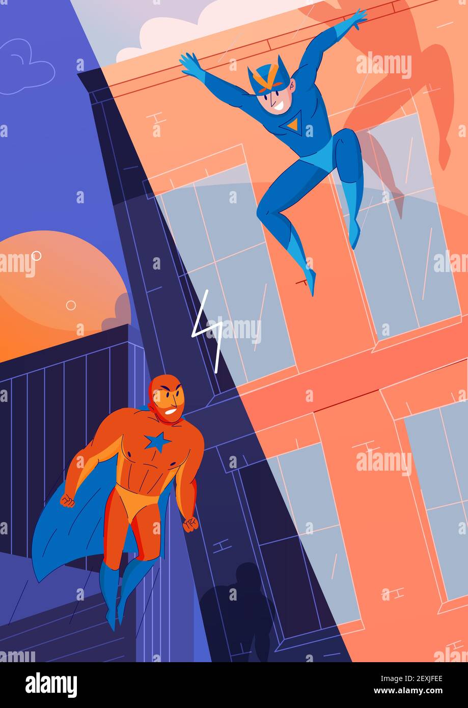 Les super-héros combattent les méchants les personnages de jeux ...