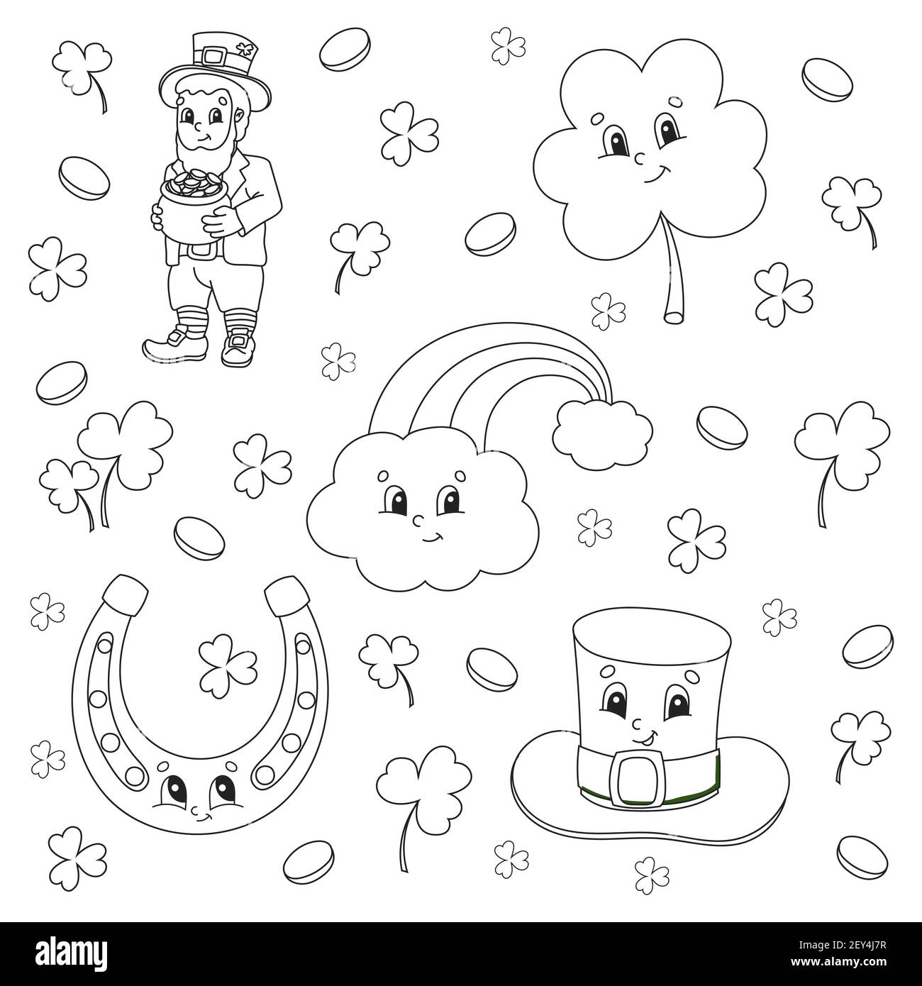 Livre de coloriage pour enfants. Saint-Patrick. Personnages joyeux ...