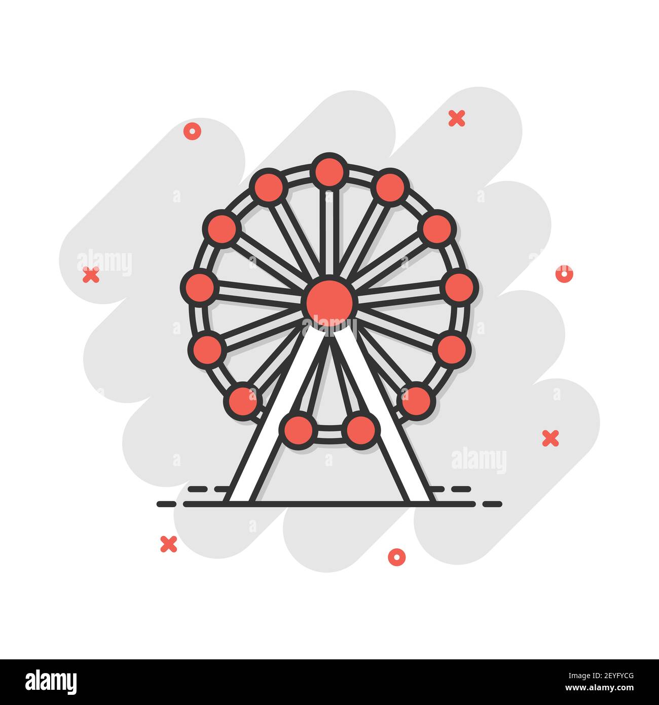 Vector cartoon grande roue icône dans le style comique. Dans Carousel ...