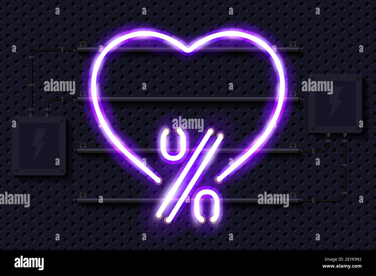Affiche de lampe au néon mauve lumineuse à prix réduit. Illustration ...