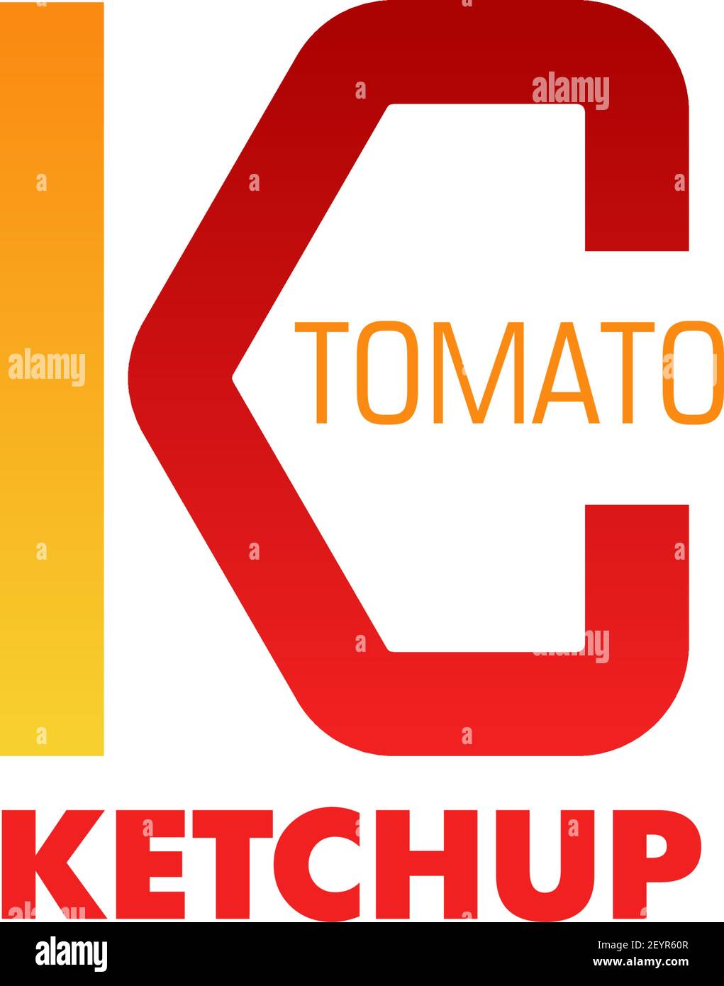 Icône vecteur ketchup de tomate. Signe vectoriel jaune et rouge coloré ...