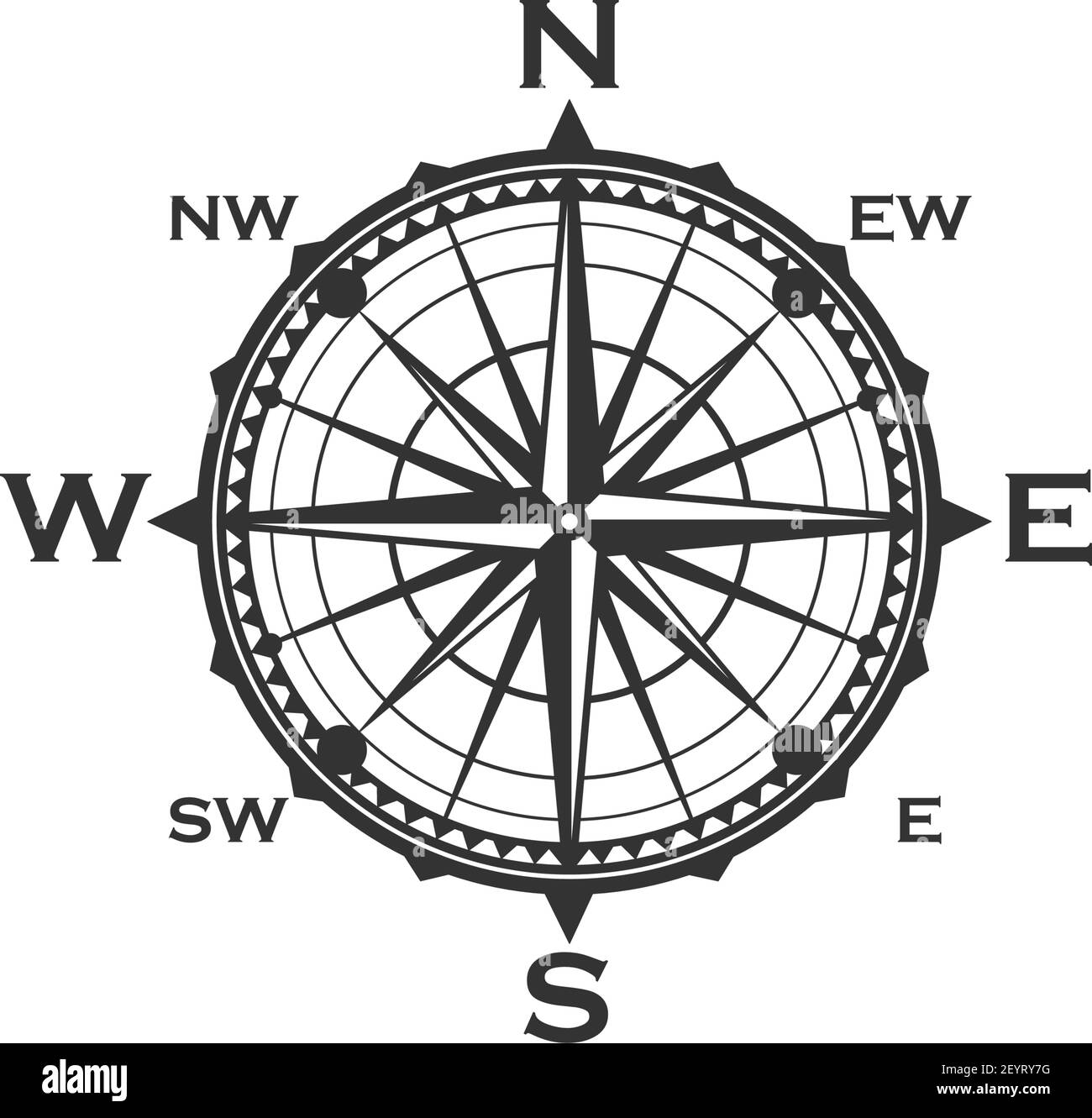 Symbole et signe de la boussole, élément de navigation maritime à ...