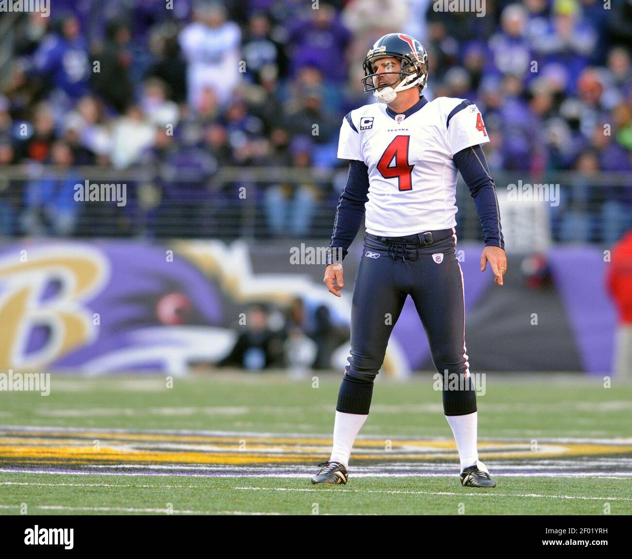 Houston Texans Kicker Neil Rackers réagit après avoir manqué le but ...