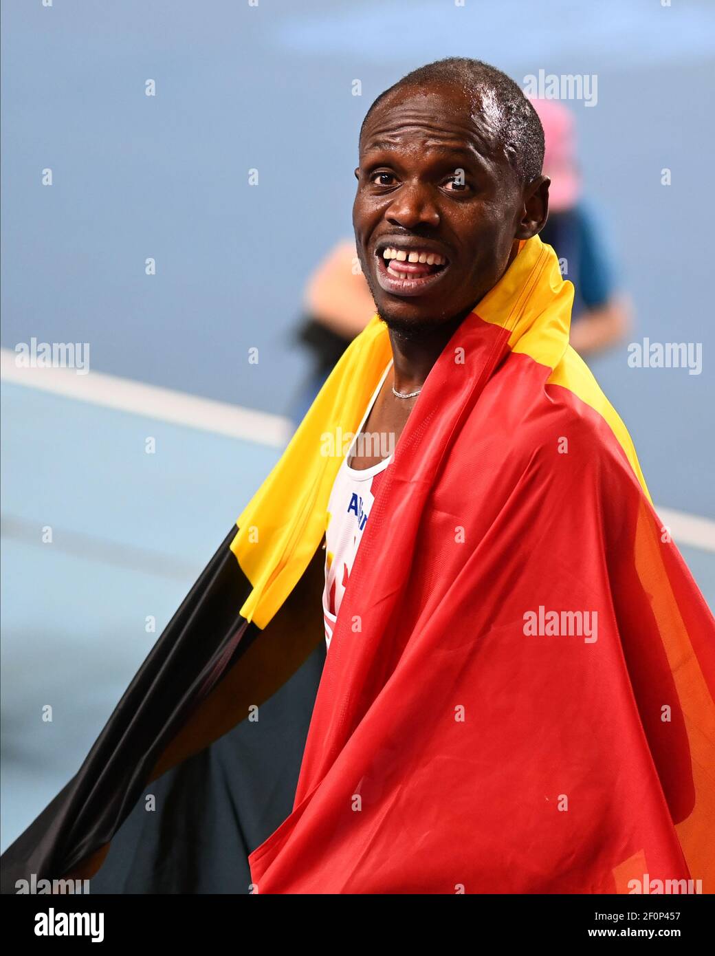 Le Belge Isaac Kimeli célèbre après la finale masculine de 3000m aux ...