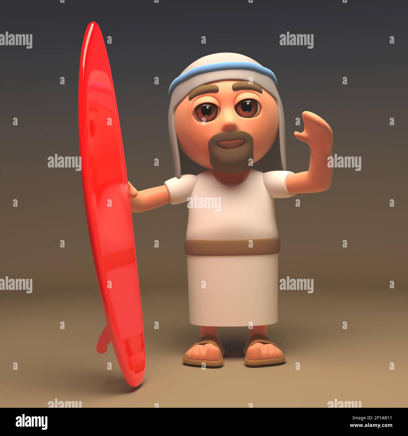 Dessin animé 3d Jésus Christ le Saint sauveur avec surf rouge ...