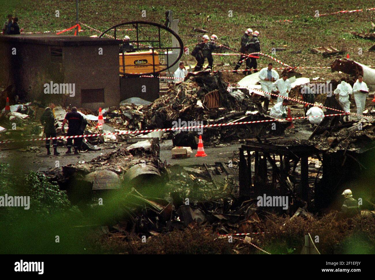 La scène d'Air France Concorde Crash près de Charles de Gaulle Aéroport ...