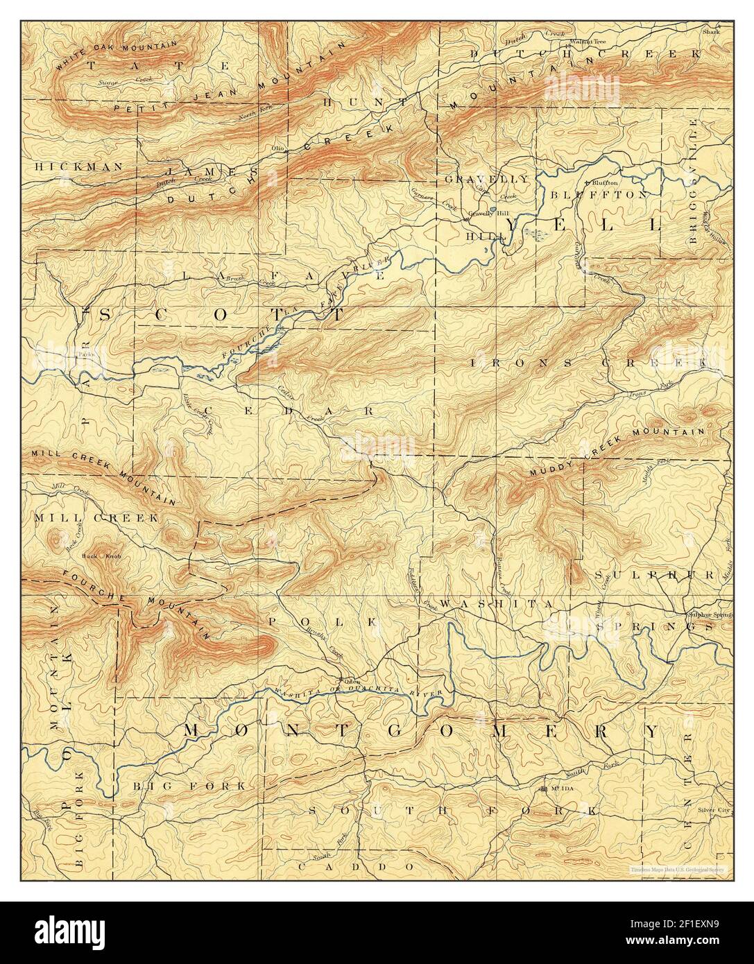 Carte du mont ida arkansas Banque de photographies et d’images à haute ...
