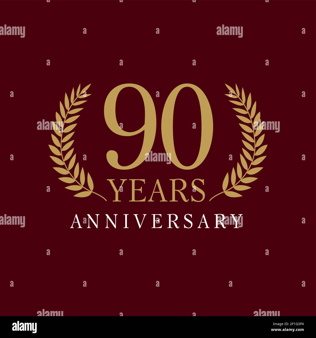 logo luxueux de 90 ans. Année anniversaire du 90 ème modèle de couleur ...