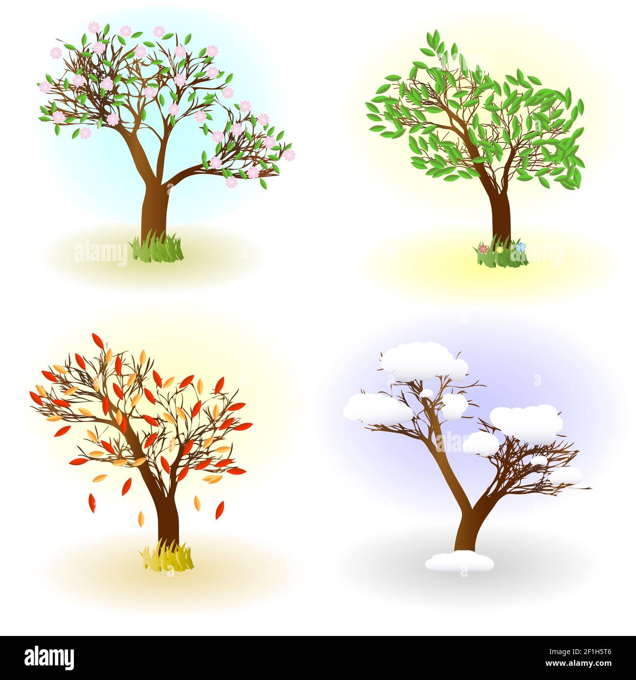 Four seasons cartoon illustration Banque de photographies et d’images à ...