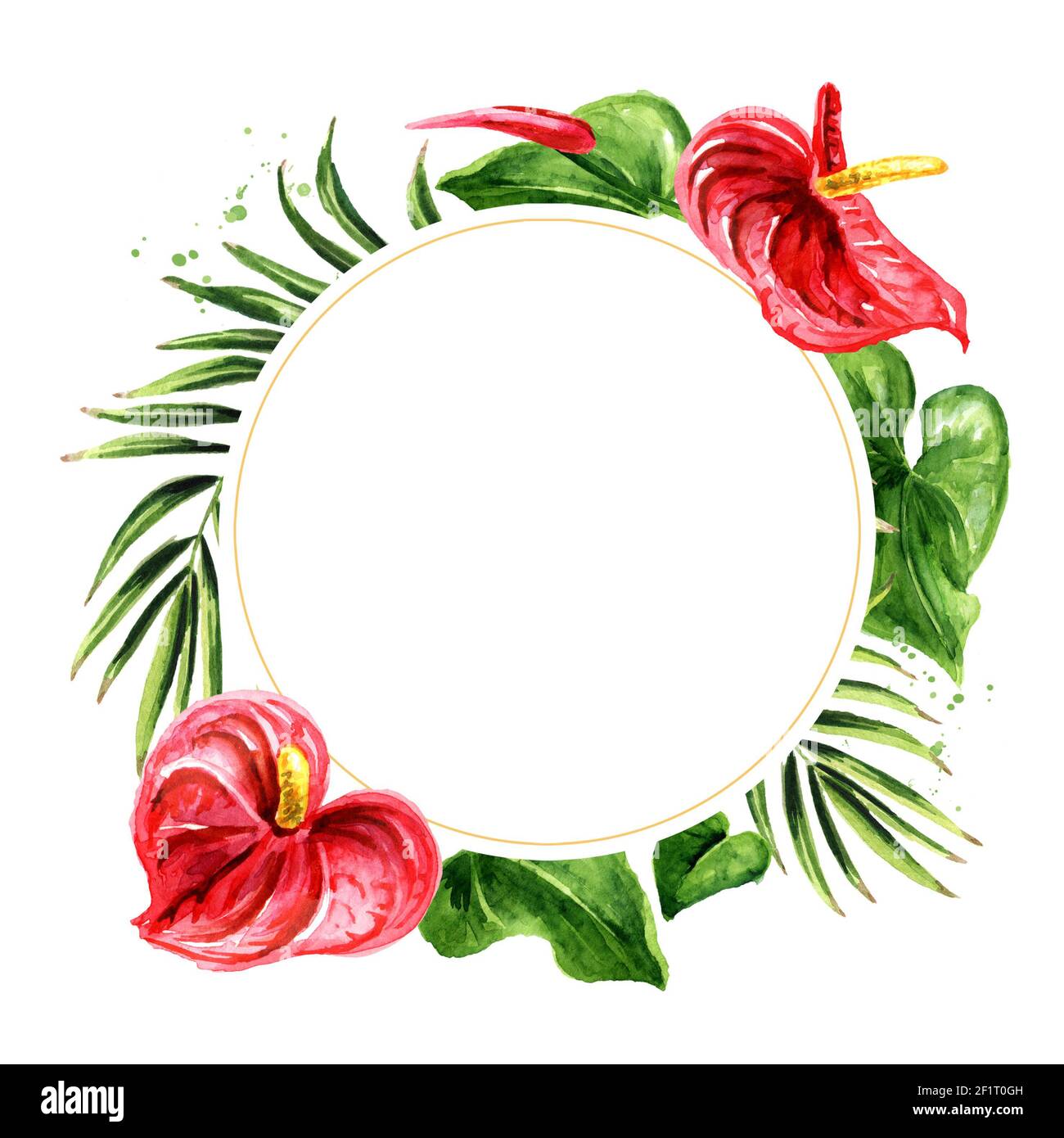 Cercle rond tropical carte d'invitation de mariage, enregistrez la date ...