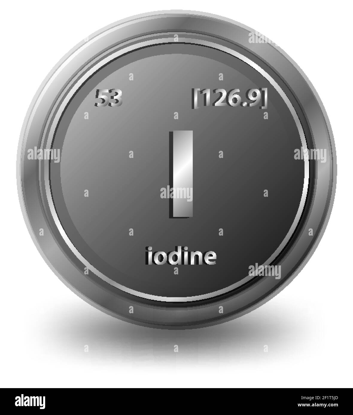 Élément chimique iode. Symbole chimique avec numéro atomique et masse ...