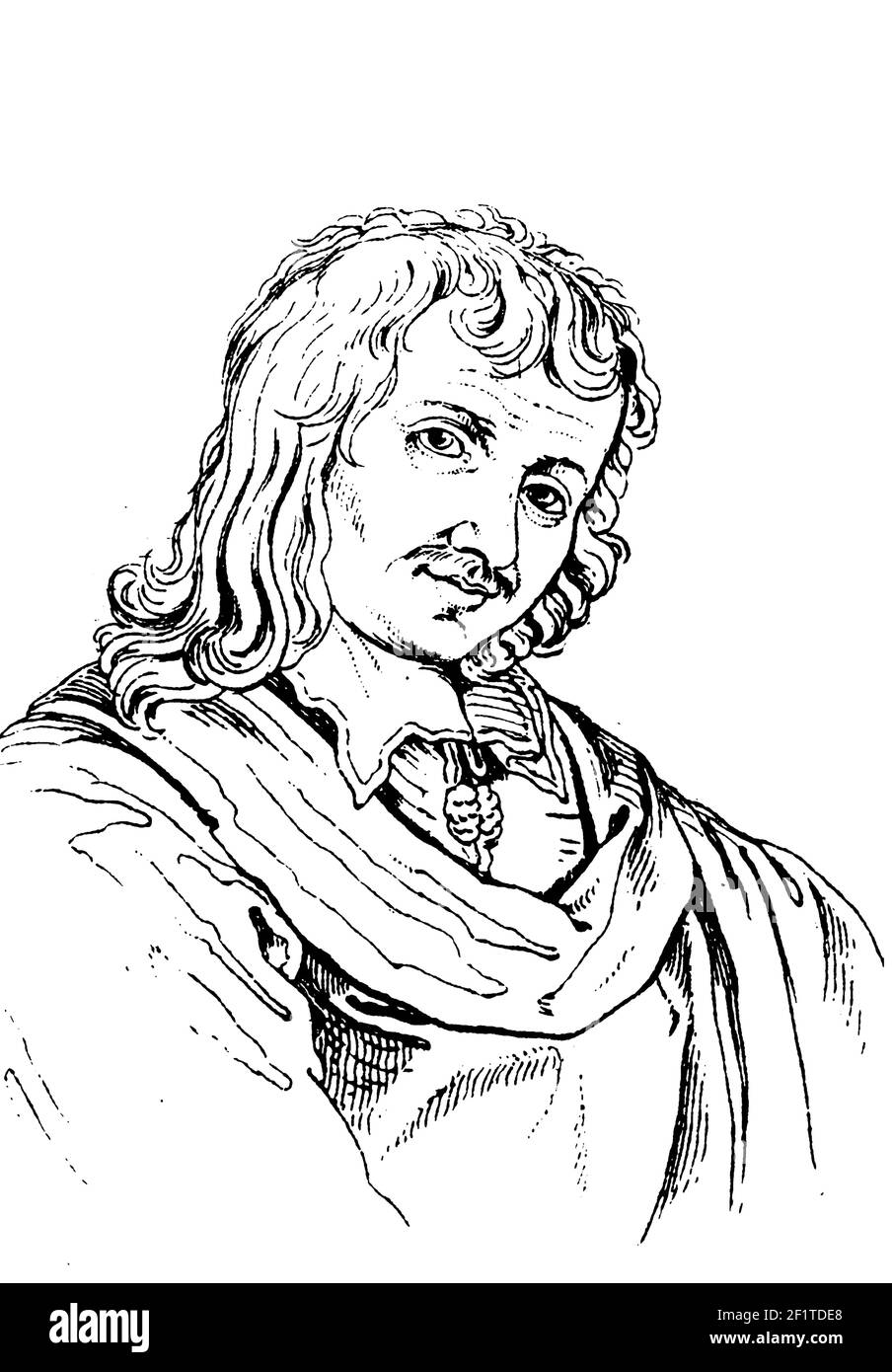 Illustration du XIXe siècle d'un portrait de Paul Scarron, poète ...