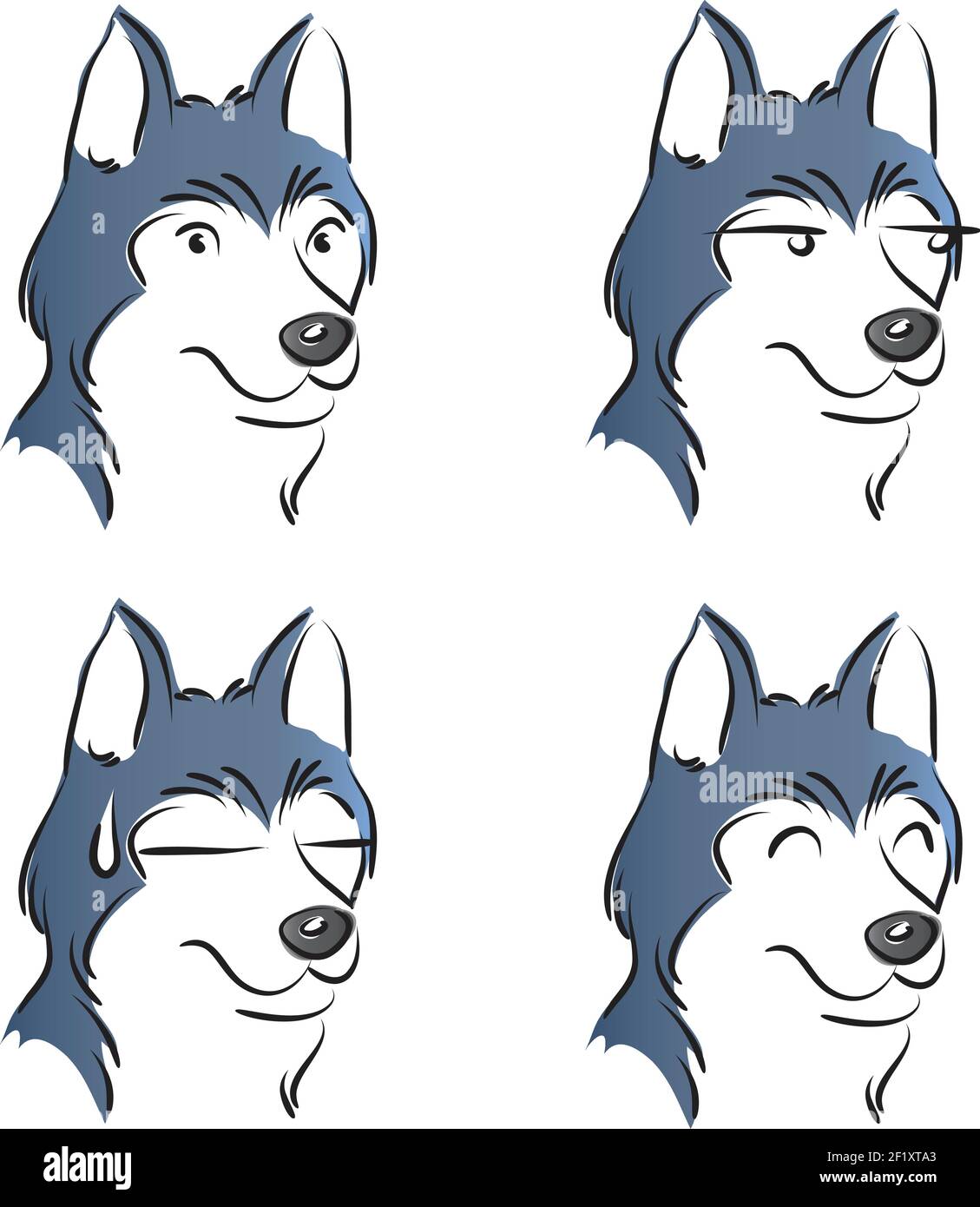 Ensemble d'émoticônes de chien de dessin animé husky Image Vectorielle ...