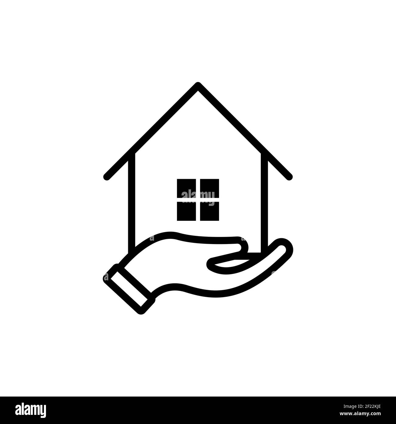 Accueil avec main logo icône illustration du design vectoriel. Accueil ...