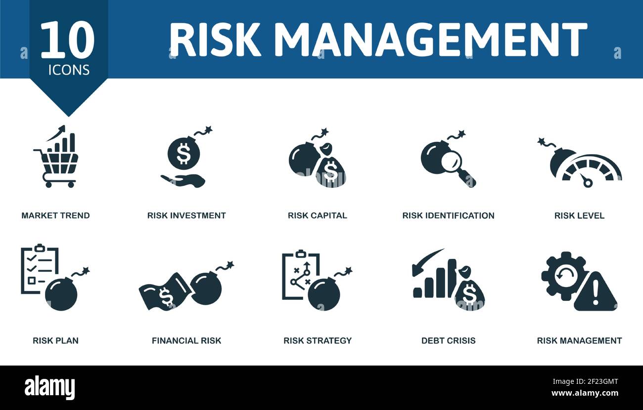 Ensemble d'icônes de gestion des risques. Contient des icônes ...